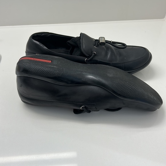 Prada | Shoes | Prada Mens Black Leather Driving Loafers Slip On Size 9 ...